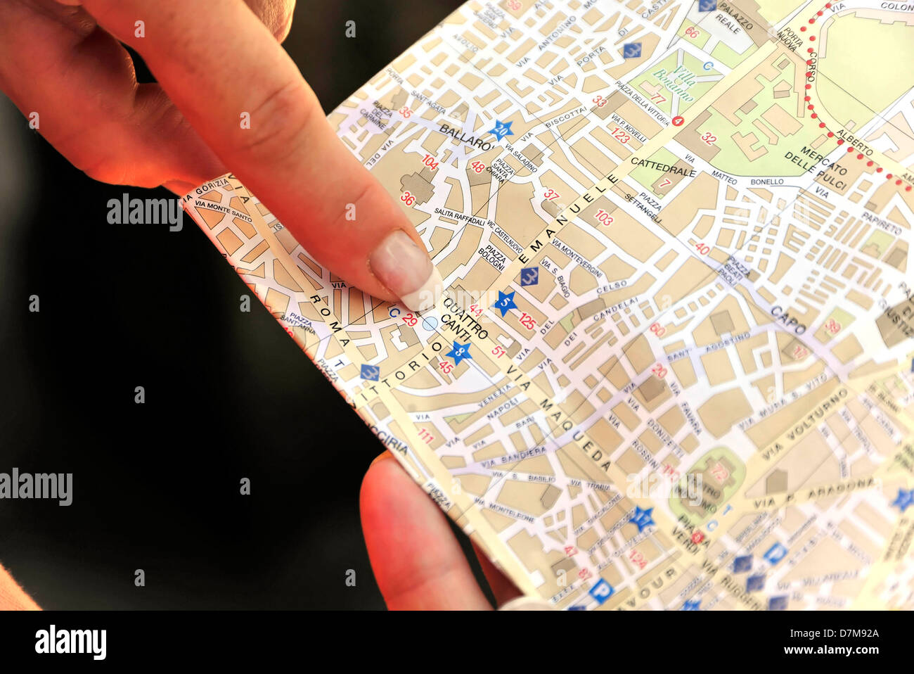 Italy, Sicily, Palermo, map Stock Photo - Alamy