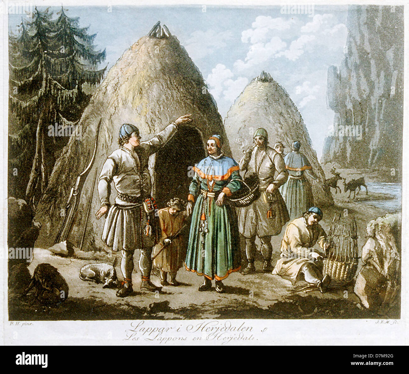 The Sami people of Härjedalen, Sweden, are depicted in this image. It ...