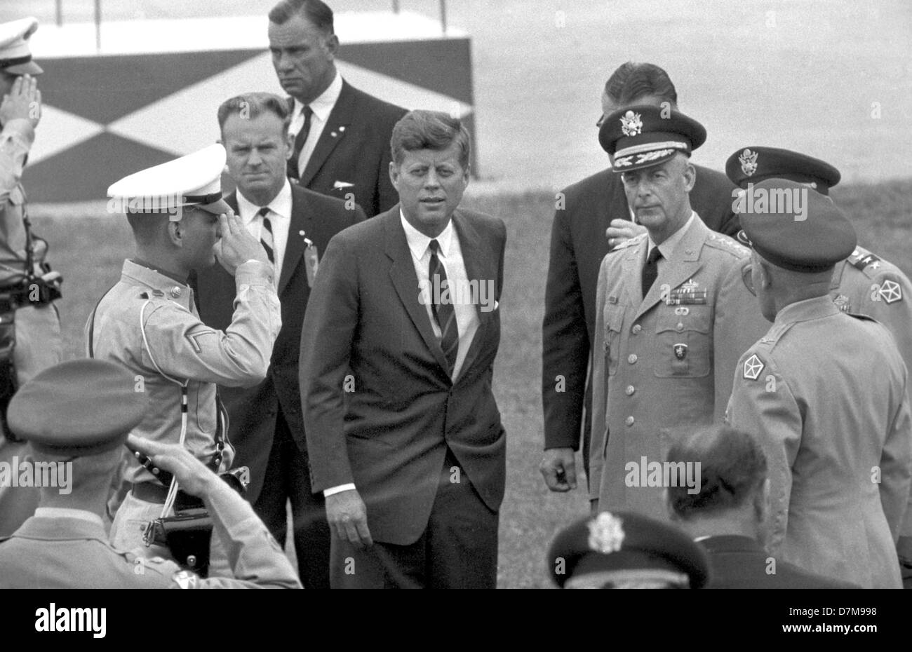 US president John F. Kennedy at military air base Langendiebach near ...