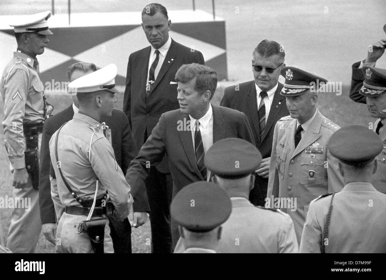 US president John F. Kennedy at military air base Langendiebach near ...
