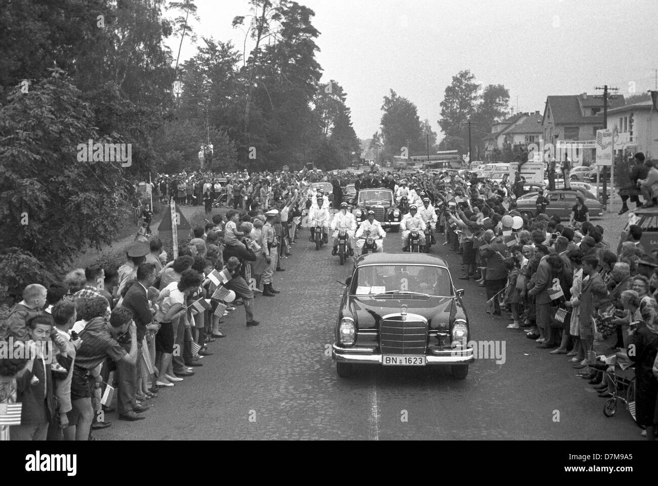 US president John F. Kennedy visited a NATO military parade at air base ...