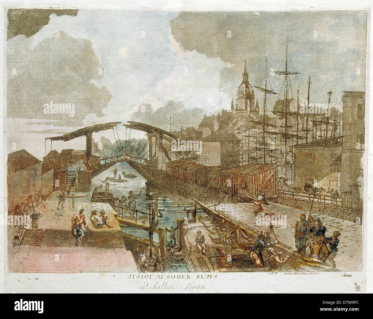 A photograph showing a view of Slussen, the lock in Stockholm, Sweden ...