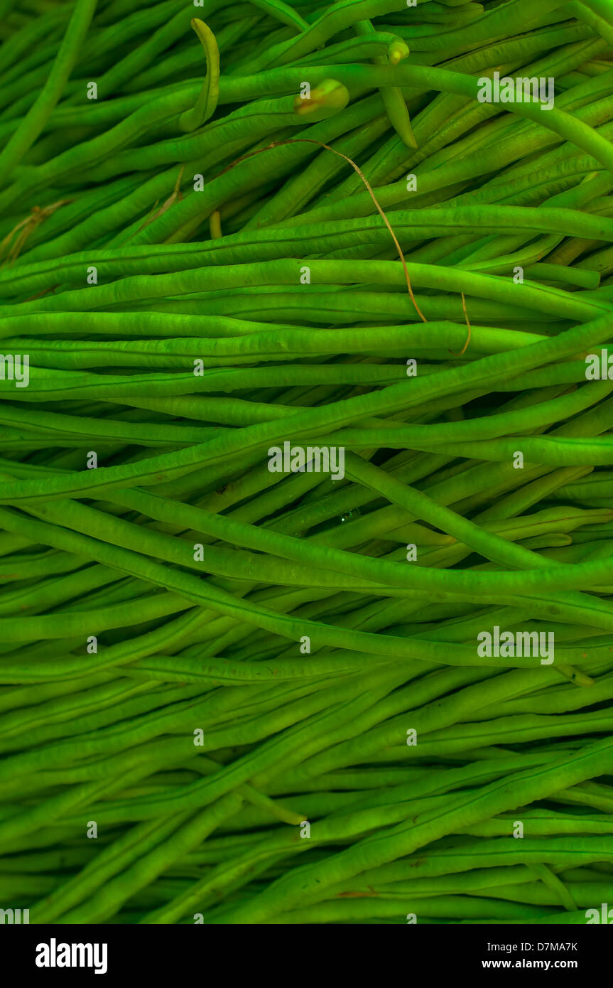 Fresh Raw green raw water beans Stock Photo - Alamy