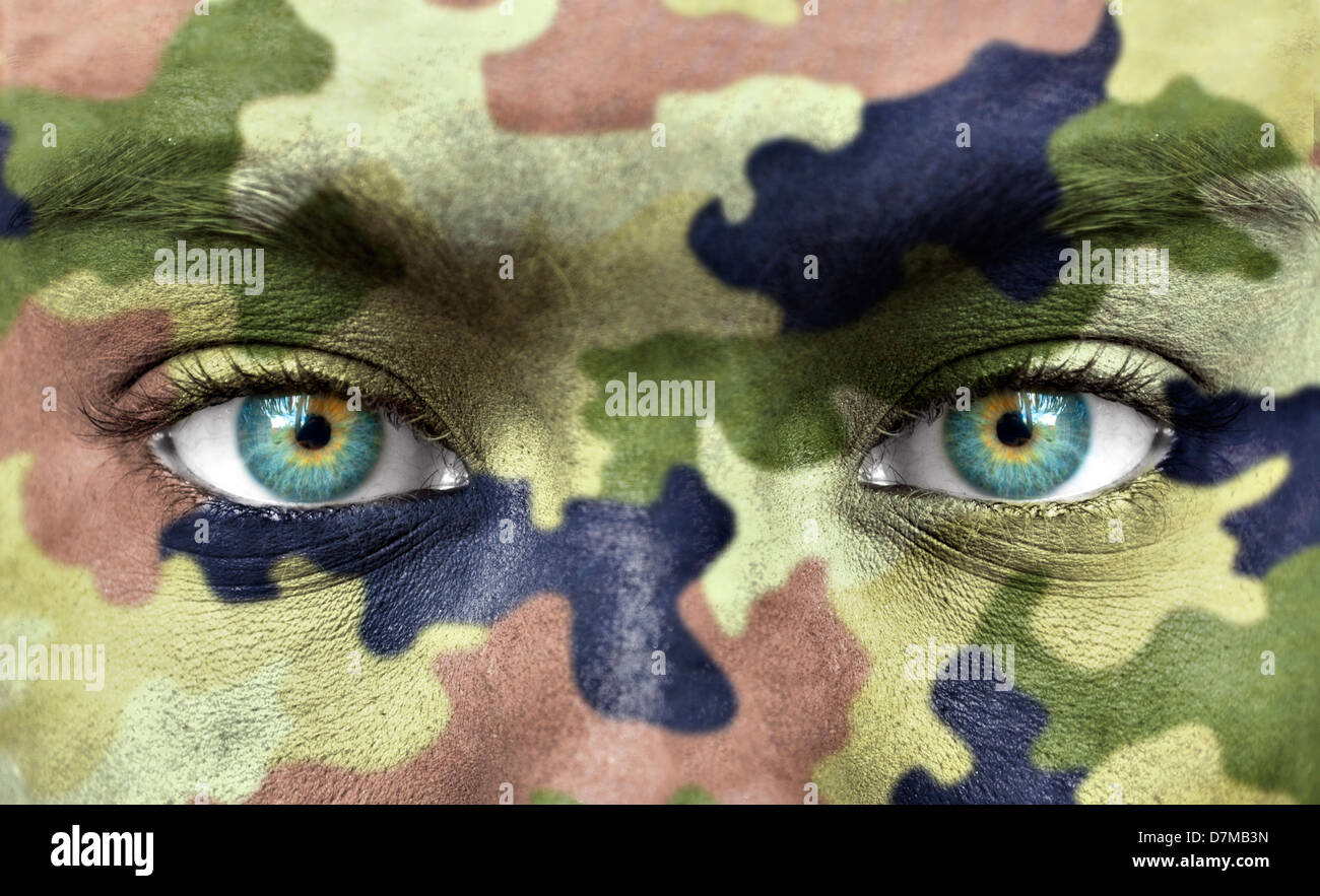 Human face with camouflage makeup Stock Photo - Alamy