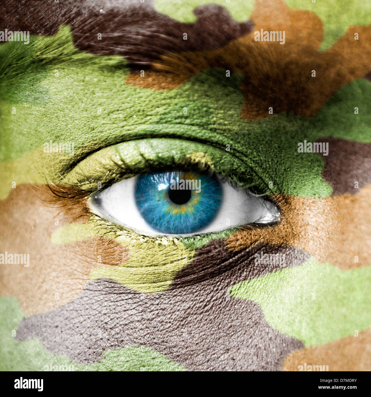 Soldier face with camo texture macro Stock Photo - Alamy