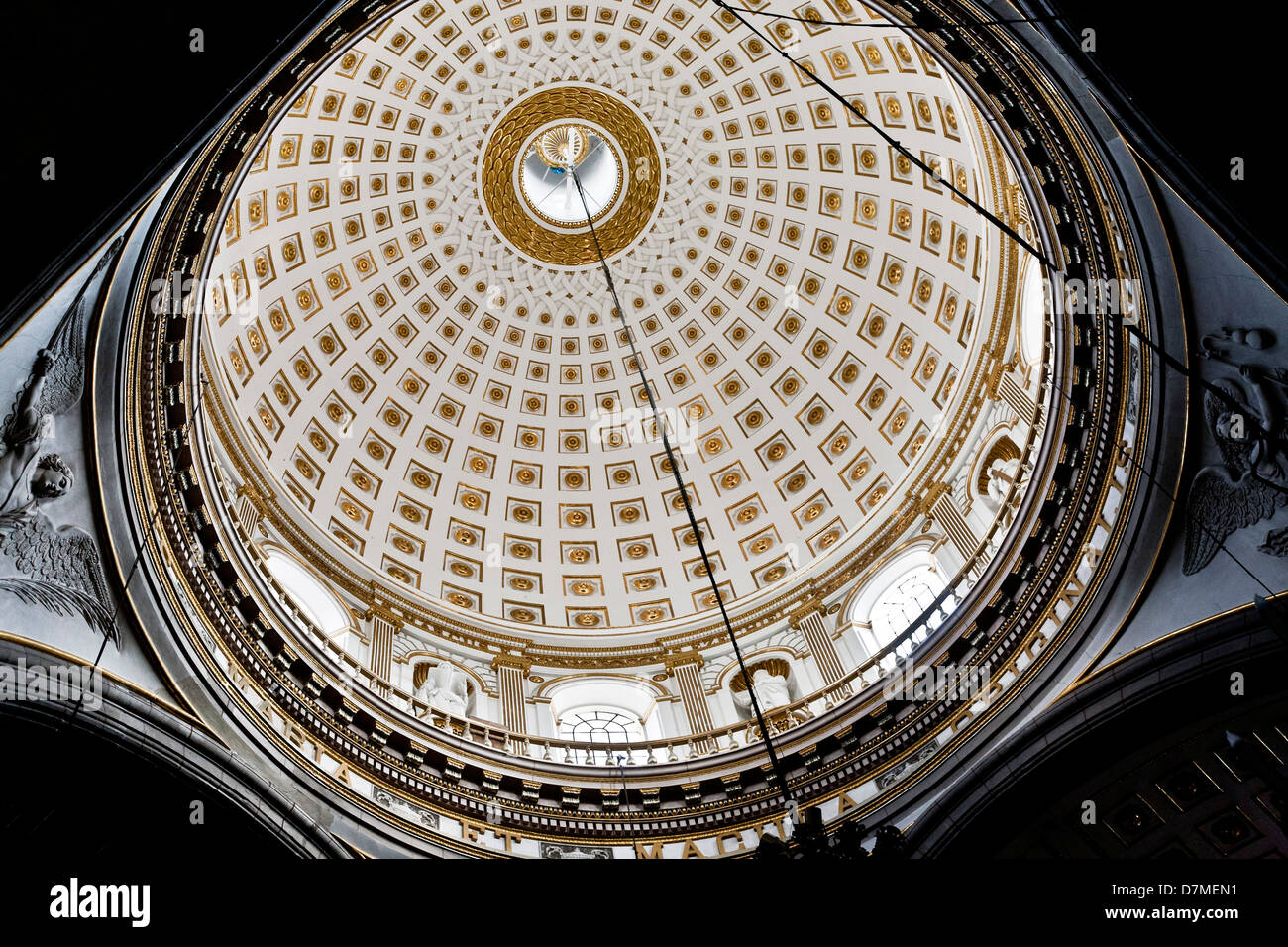 interior view magnificent gilded Baroque central center dome above ...