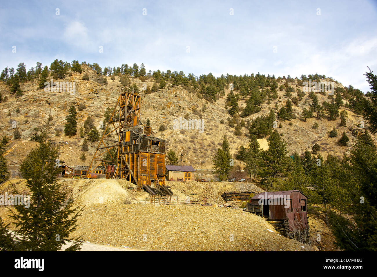 Rustic old gold mine sits in the Rocky Mountains Stock Photo - Alamy