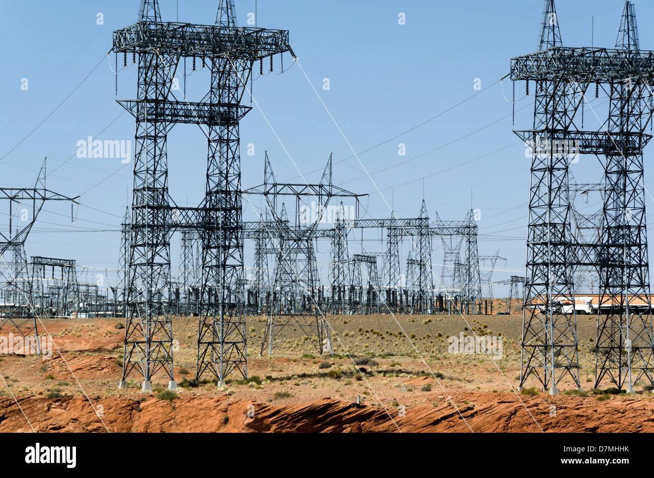 pylons for the transport of electric current to Page in Arizona Stock ...