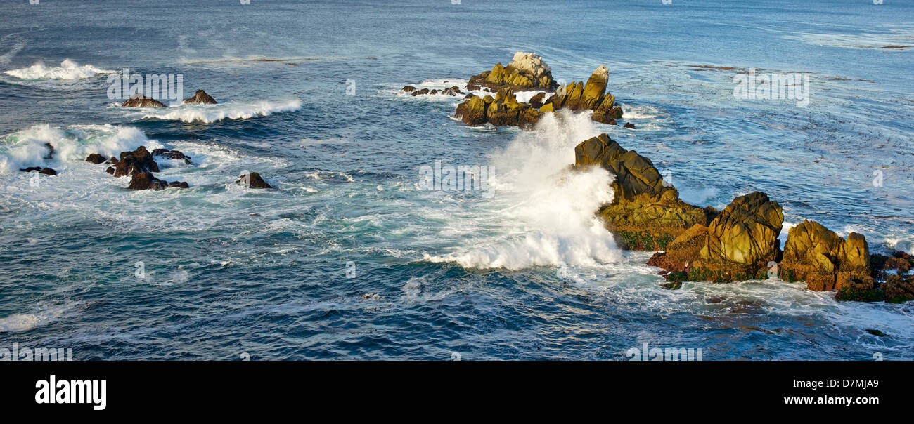 Waves crash on rocks in the Pacific Ocean off Point Lobos Stock Photo ...