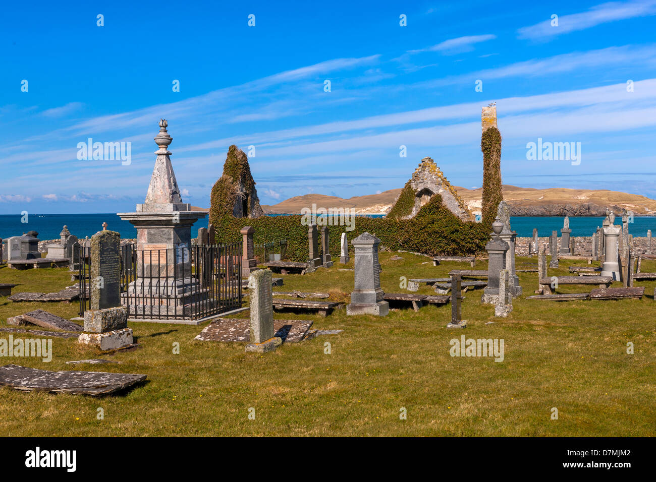 Ruins of 17th century Balnakeil Church, Durness, Highland, Scotland, UK ...
