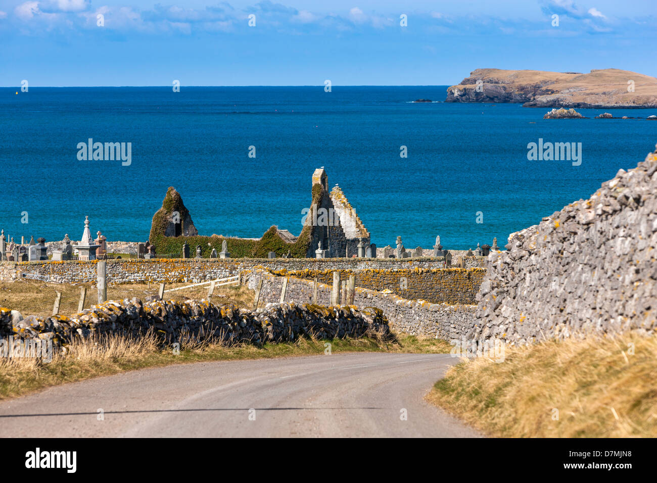 Ruins of 17th century Balnakeil Church, Durness, Highland, Scotland, UK ...