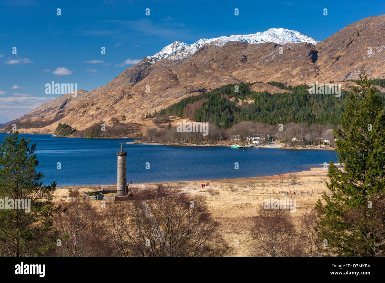 The Glenfinnan Monument situated at the head of Loch Shiel, Highland ...