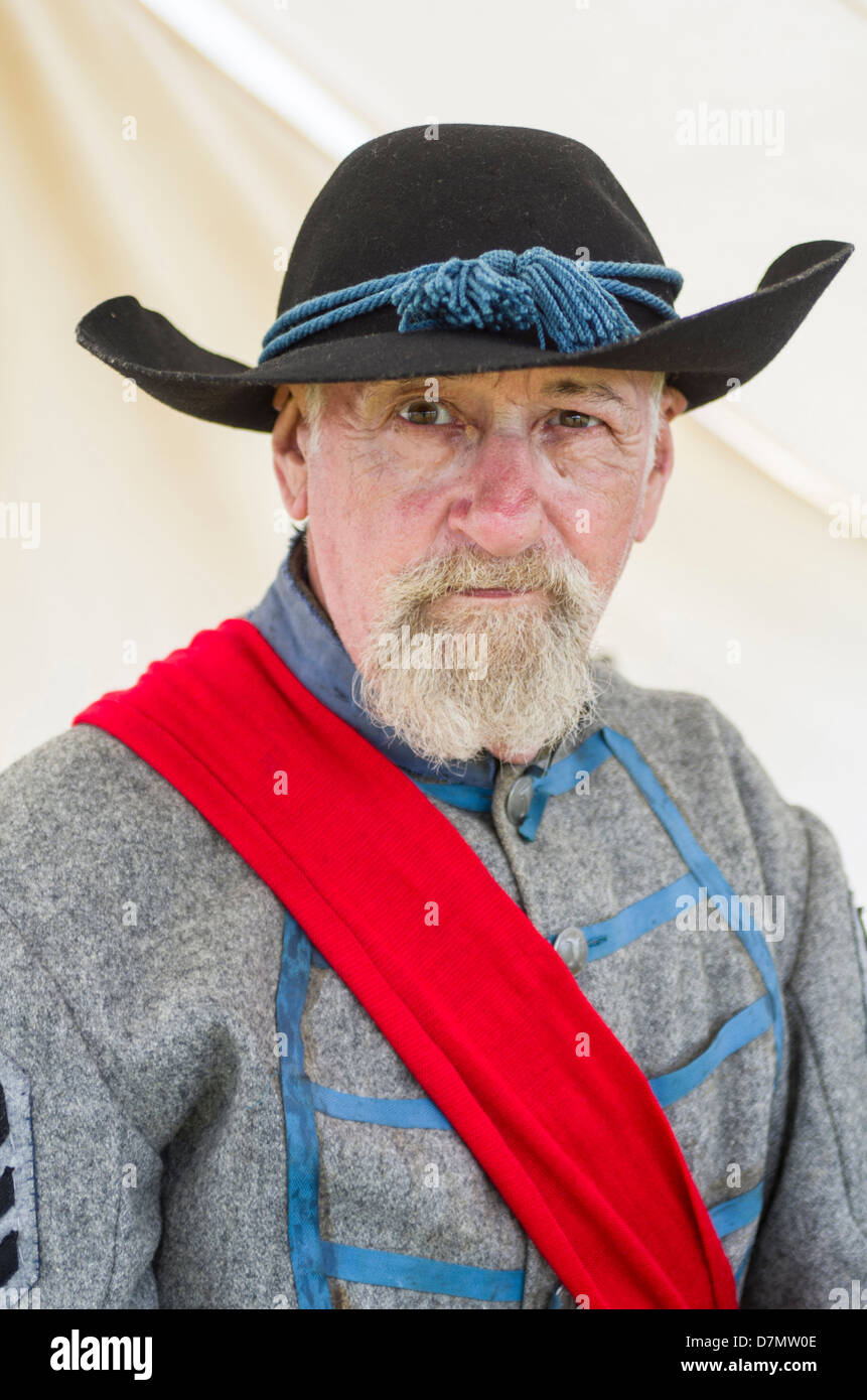 USA, Florida, Naples. Confederate Army Civil War reenactor portrait ...