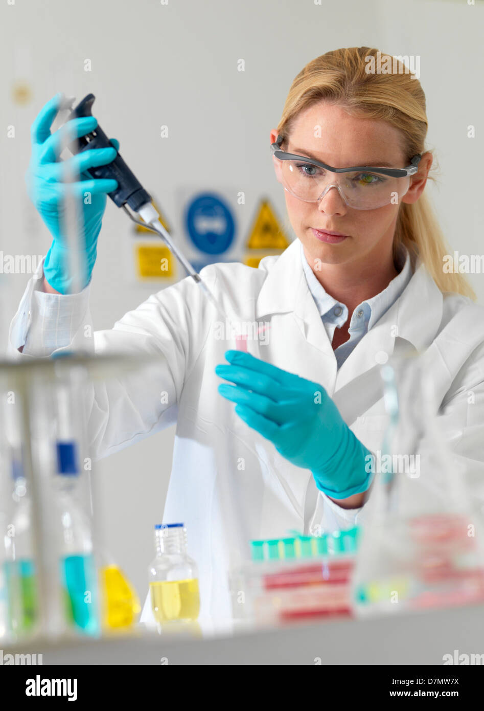 Researcher pipetting liquid Stock Photo - Alamy