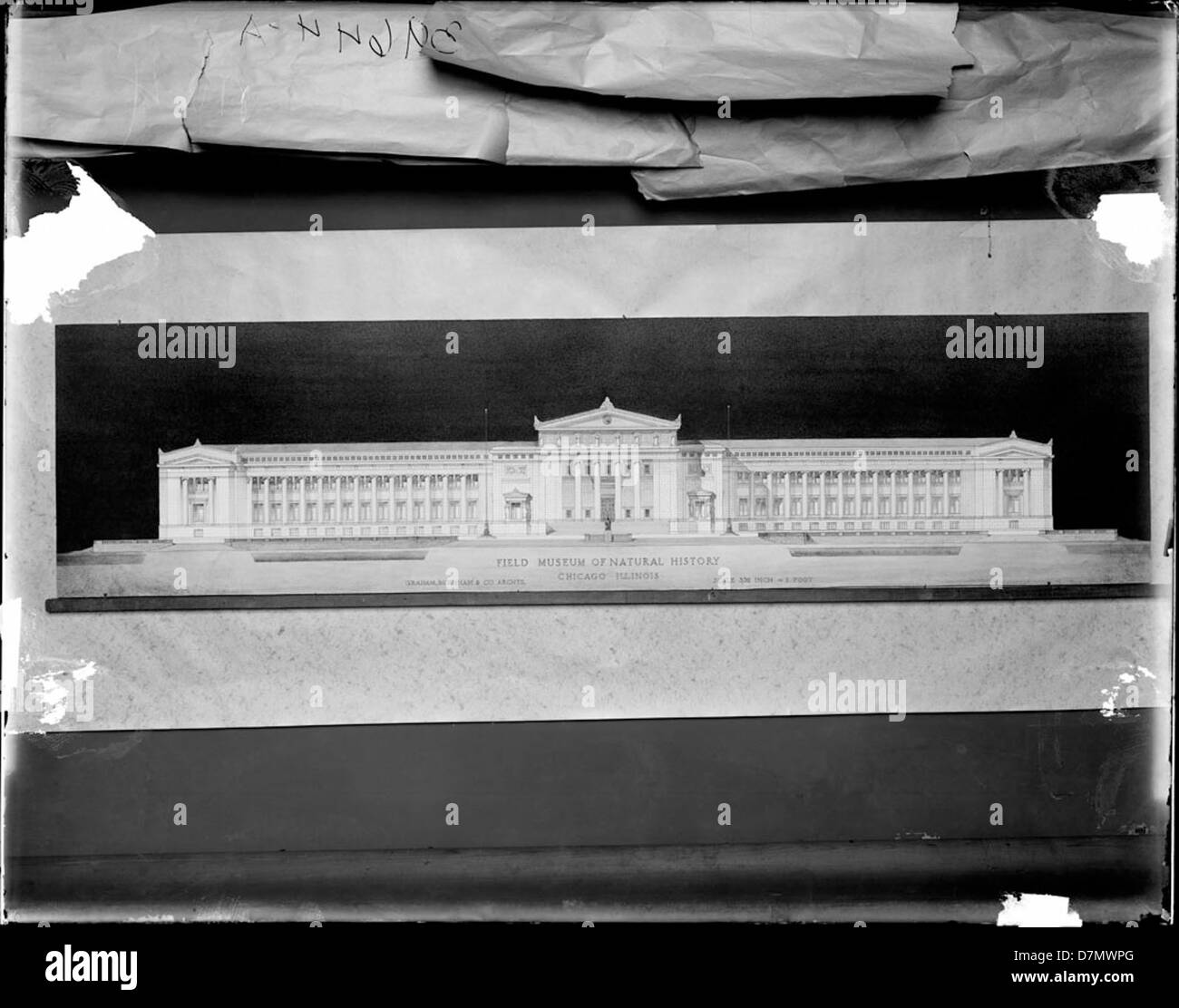 An architectural drawing of the Field Museum in Chicago, showcasing the ...