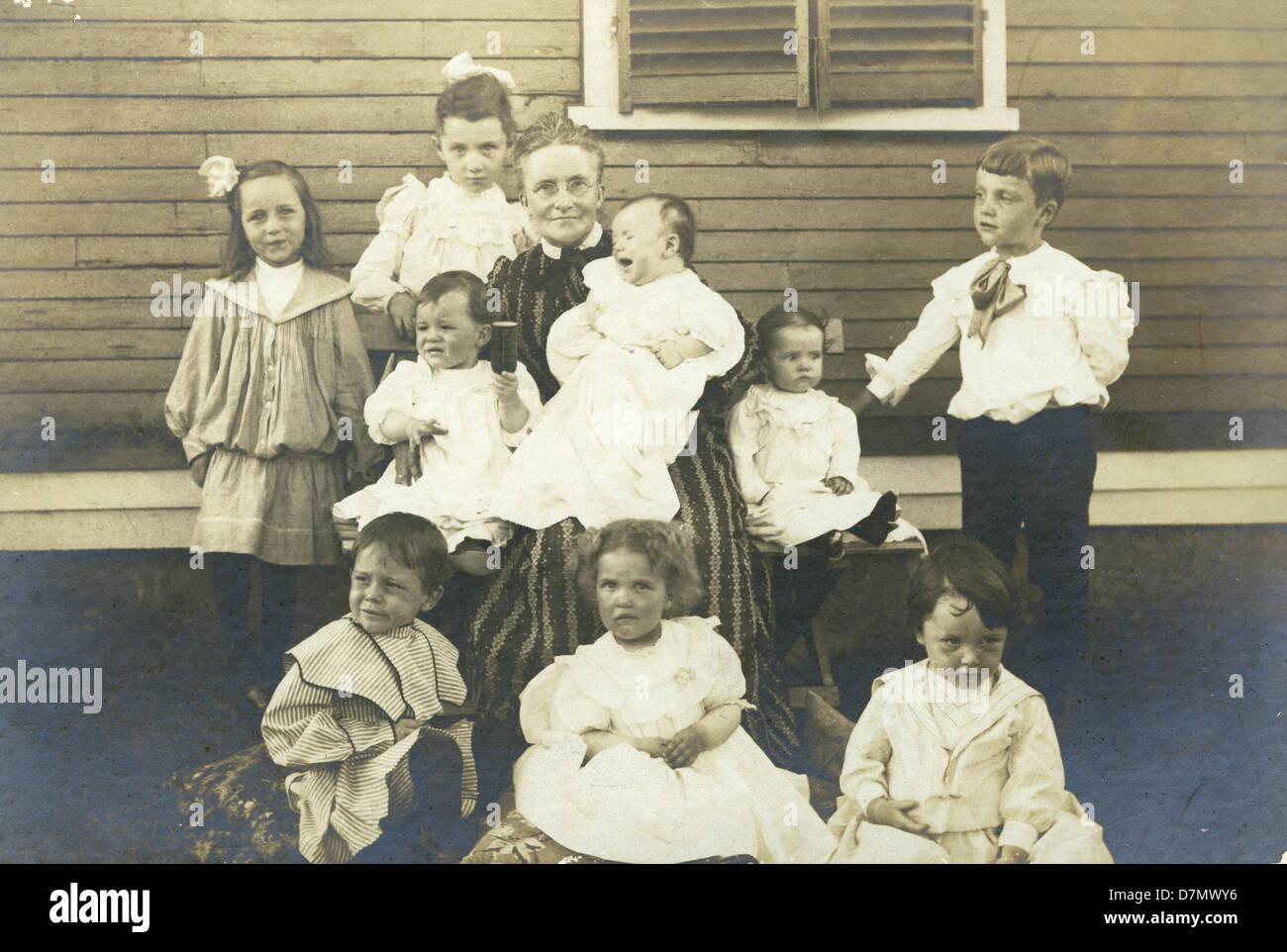 Circa 1890s photograph, Victorian grandmother with her nine ...