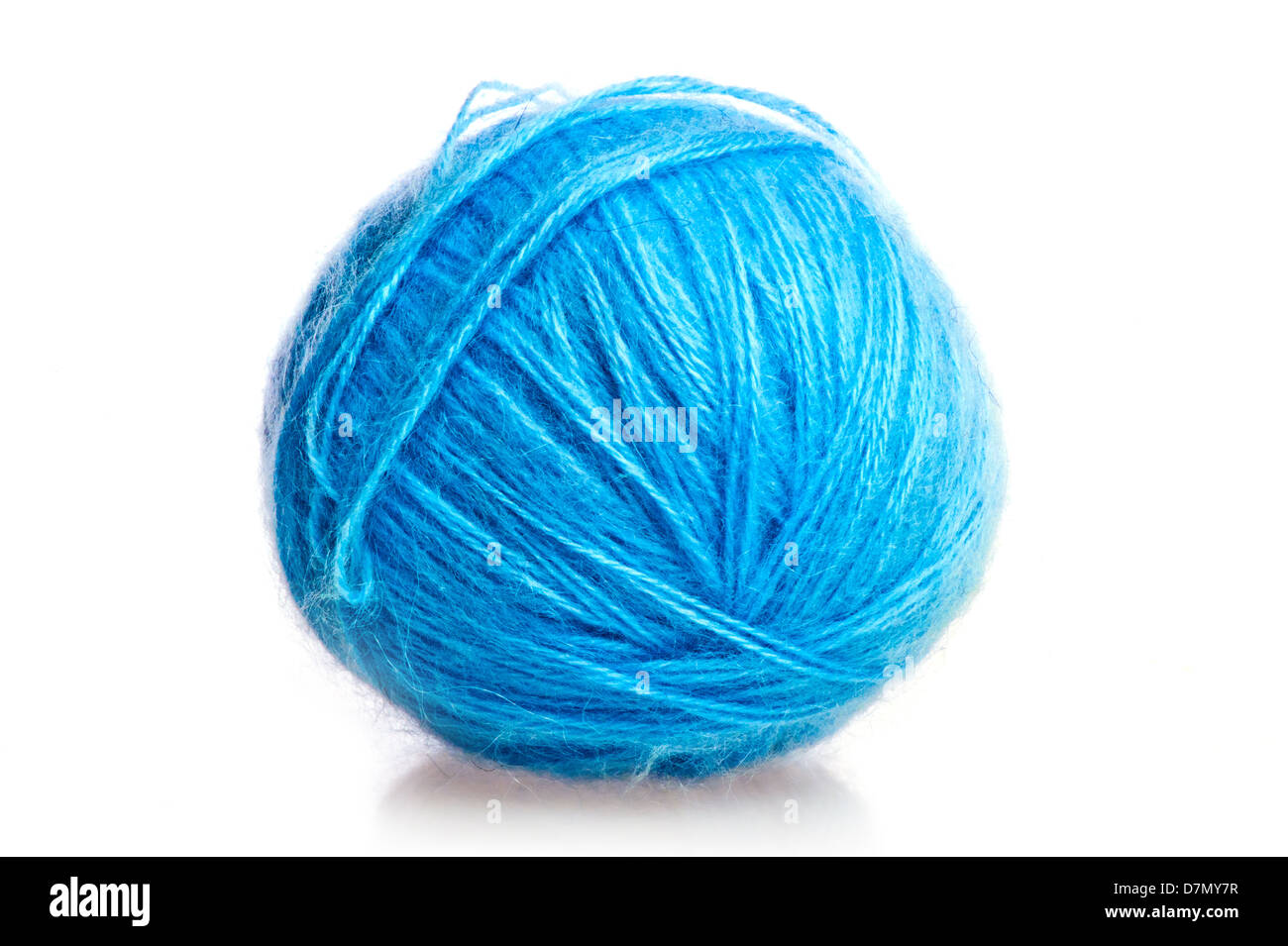 blue ball of woolen threads on a white background Stock Photo - Alamy