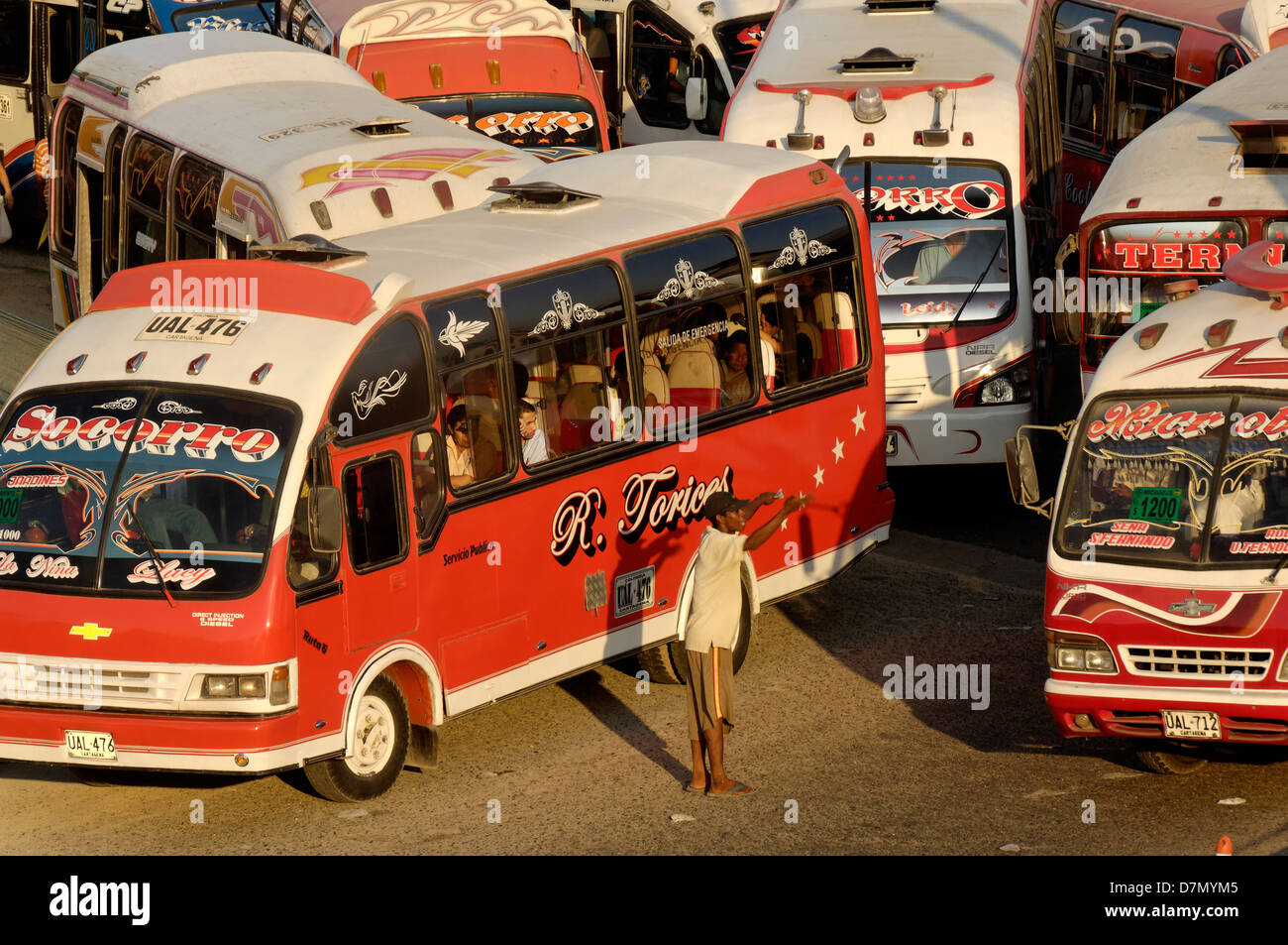 Bus stop, Cartagena, Colombia Stock Photo - Alamy