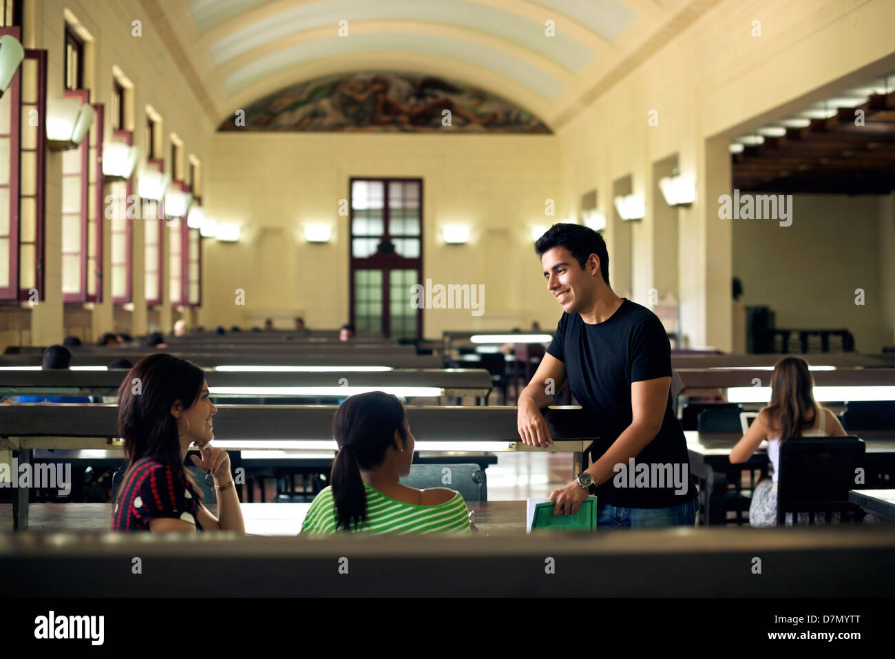 students writing and preparing test in college library Stock Photo - Alamy