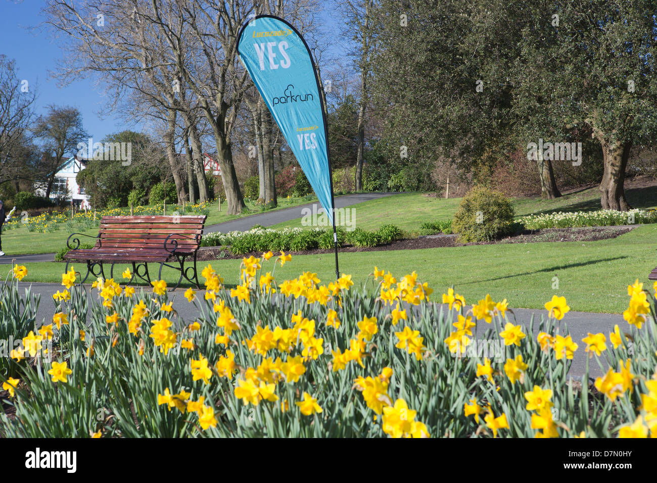The start line of Barrow Parkrun in Barrow Public Park Stock Photo - Alamy