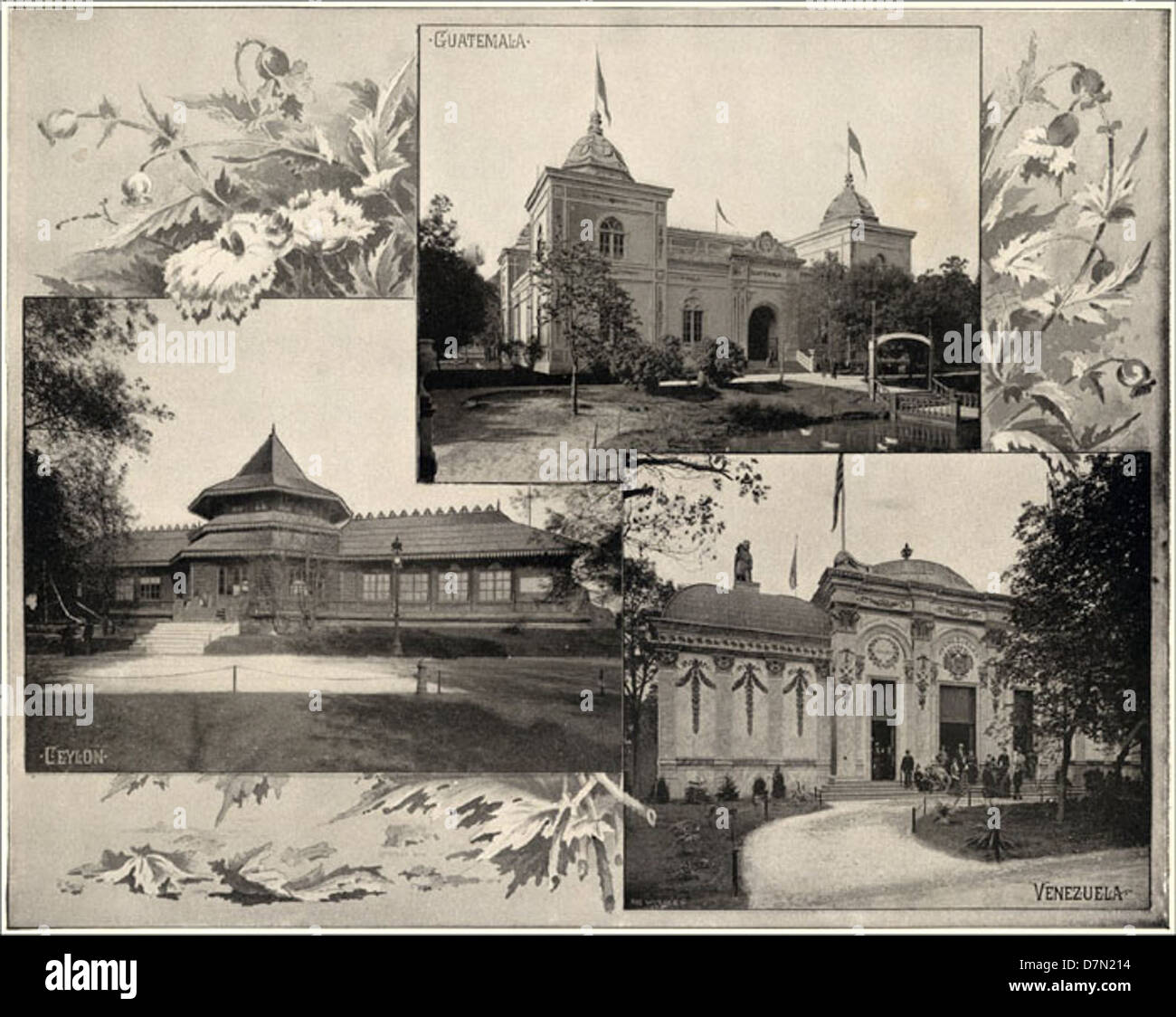 The image depicts various international pavilions built for the 1893 ...