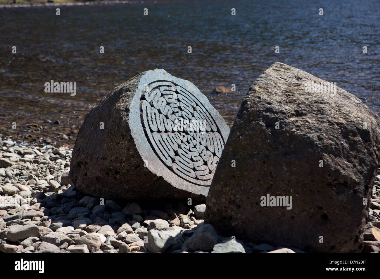 The Millenium Stone, also known as the 100 Year Stone on Derwent Water ...