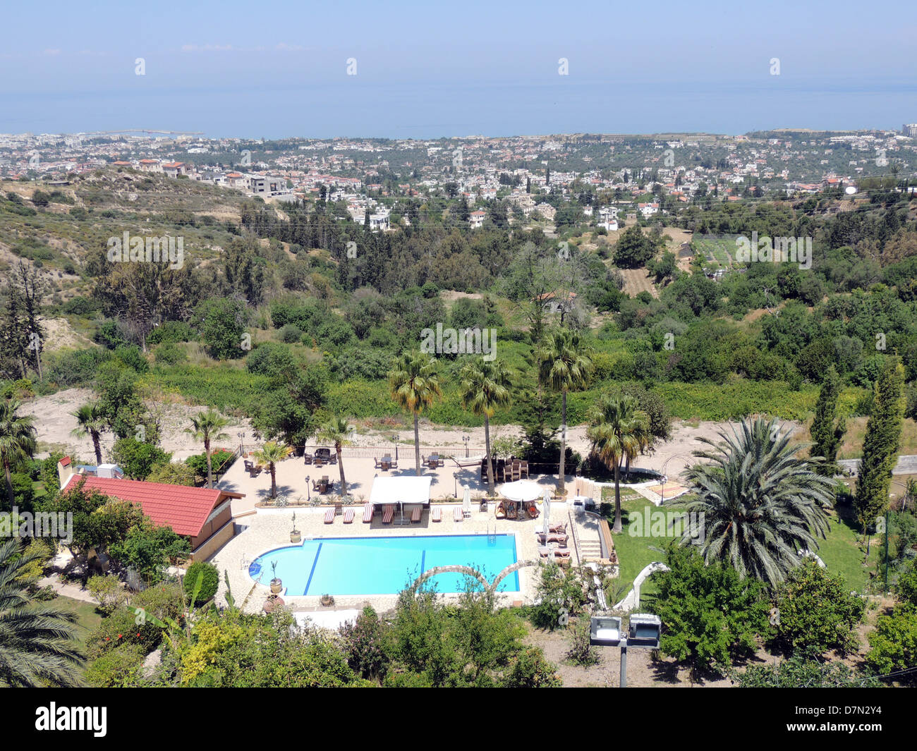 KYRENIA (Girne) North Cyprus. The eastern outskirts seen from Bellapais ...