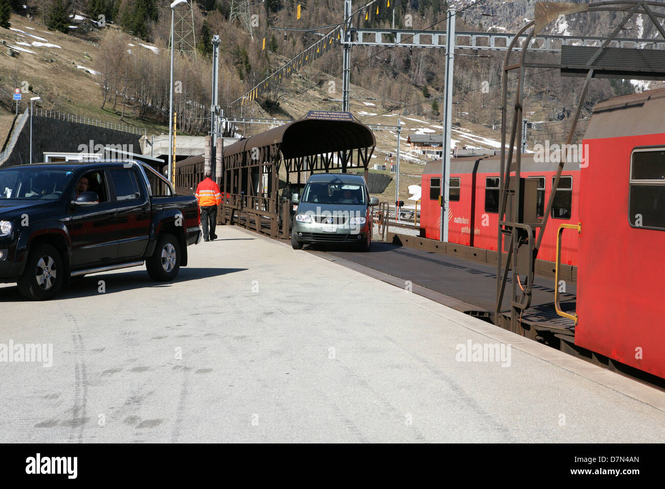 Furka Steam Railway, a heritage railway line in the Swiss Alps. The ...