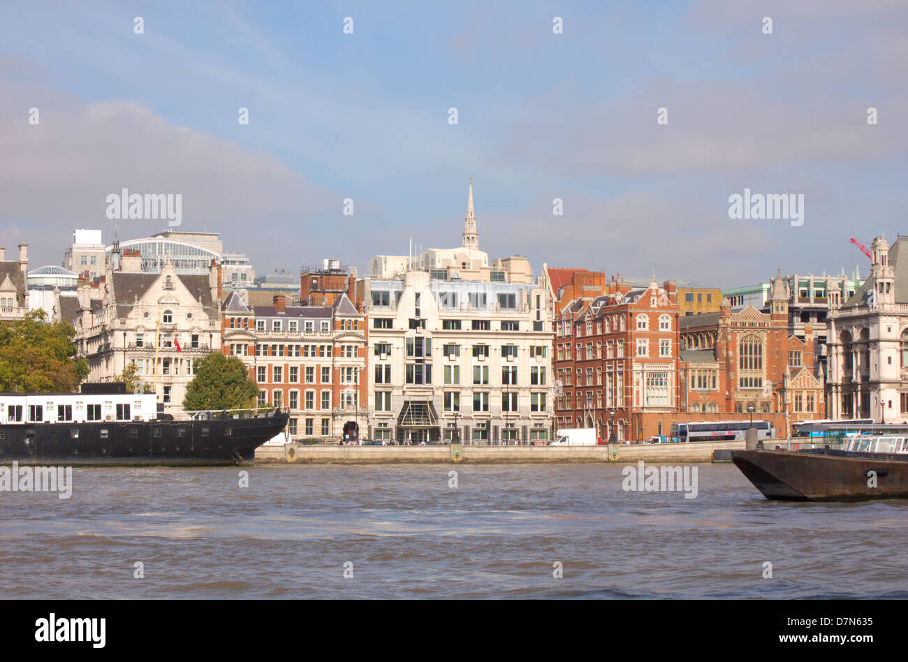 Victoria Embankment from the South Bank in London, England Stock Photo ...