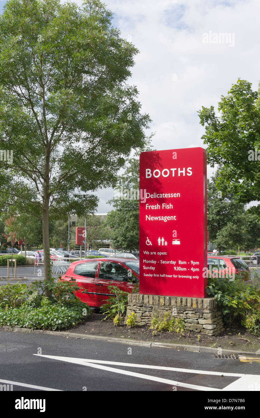 Entrance to the car park at Booths supermarket in Settle, North ...