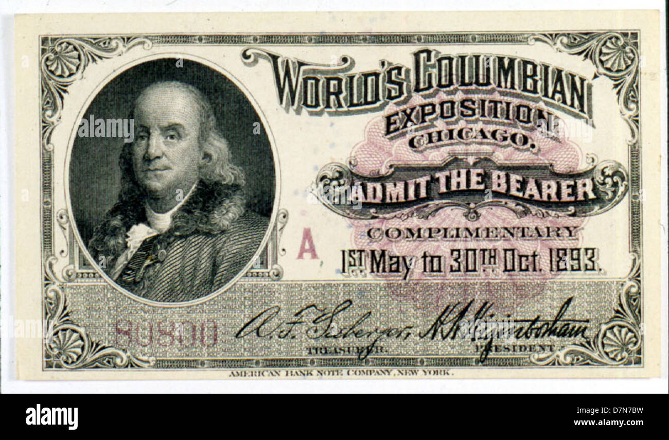 1893 world's fair chicago ticket hi-res stock photography and images ...