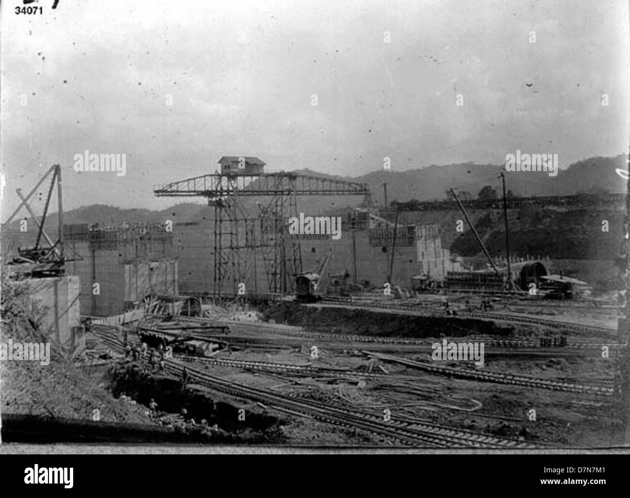 Photograph from the construction of the Panama Canal in 1911-1912 ...
