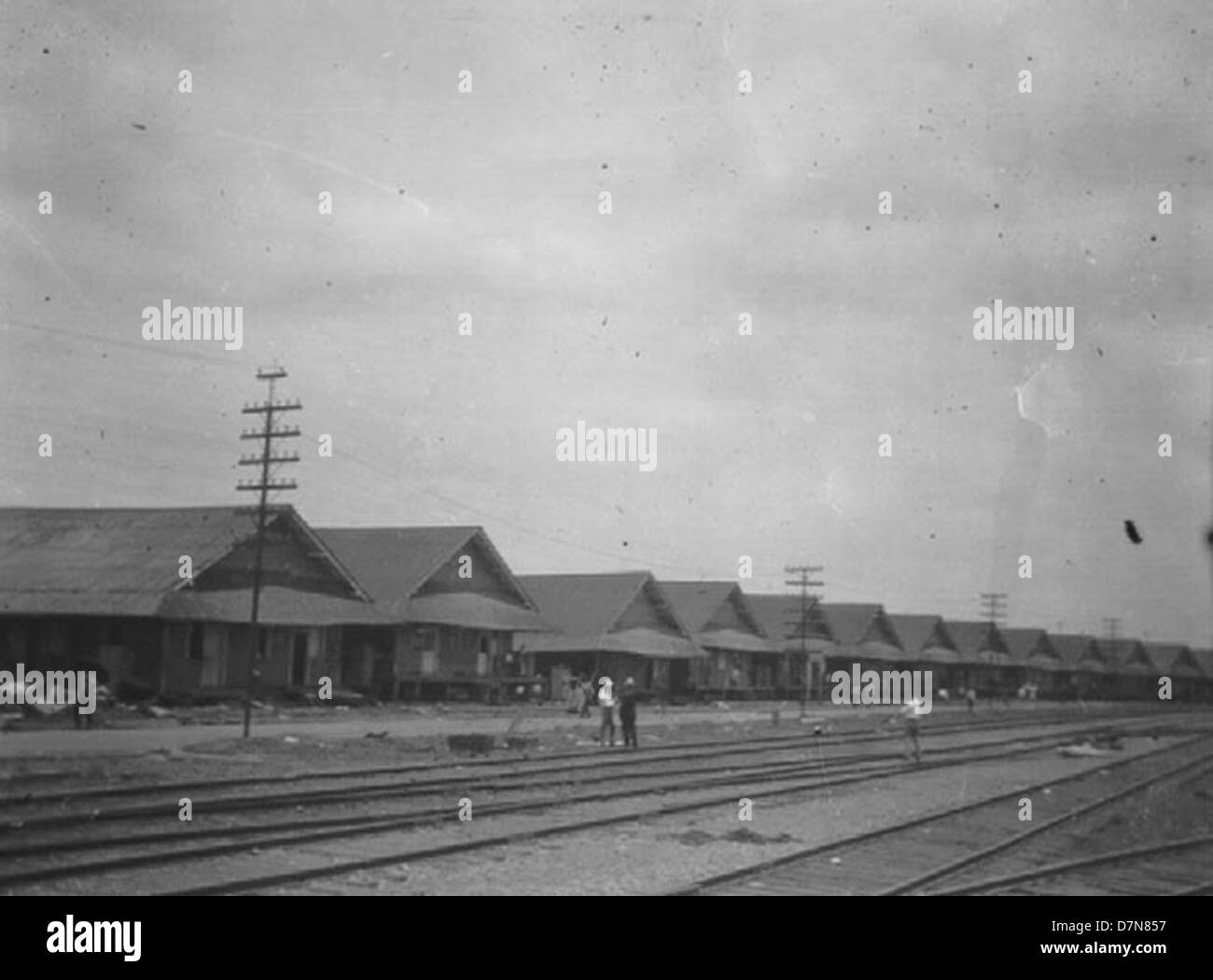This photograph depicts the buildings and tracks of the Panama Railroad ...