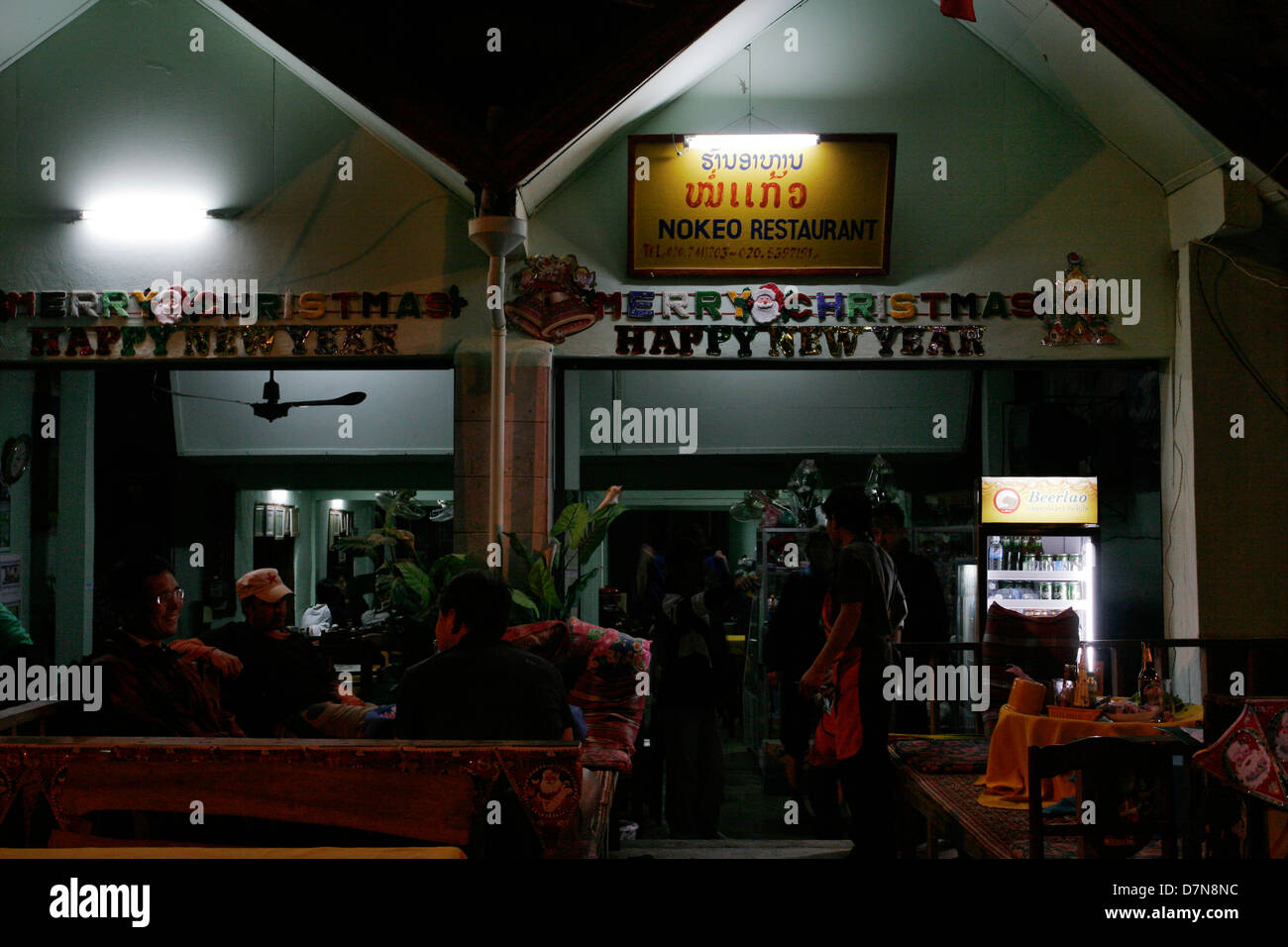 A simple tourist restaurant in Vang Vieng Stock Photo - Alamy