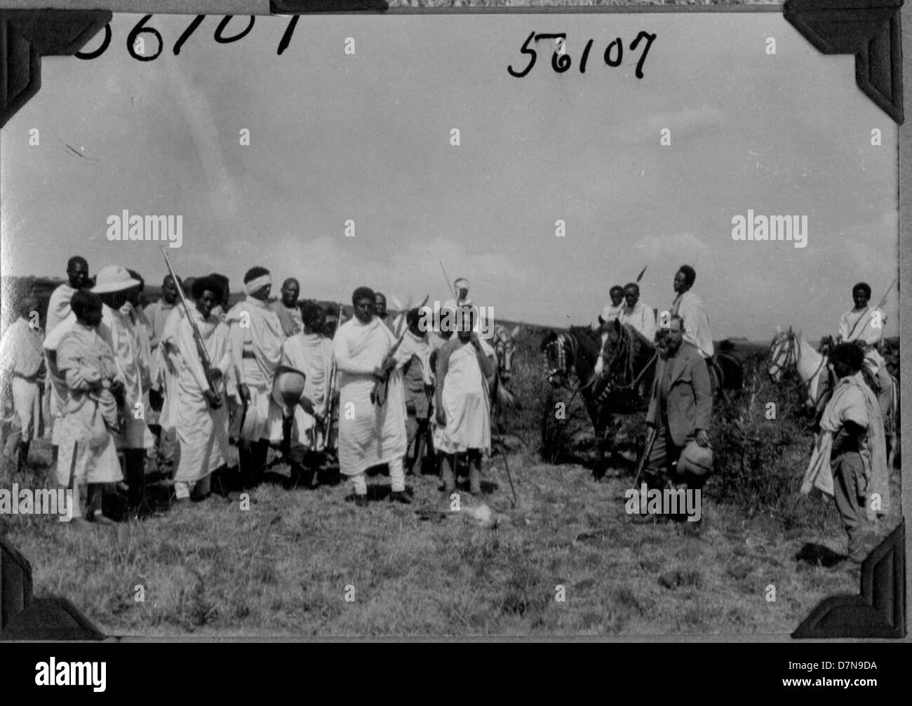 This image from the Abyssinian Expedition shows a group of men on ...