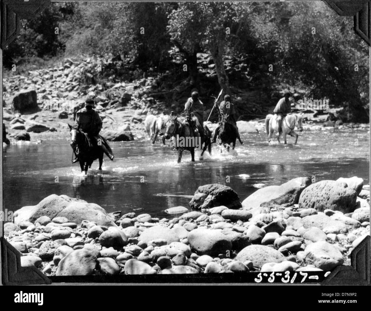 A caravan crossing a river during the Abyssinian Expedition in Africa ...