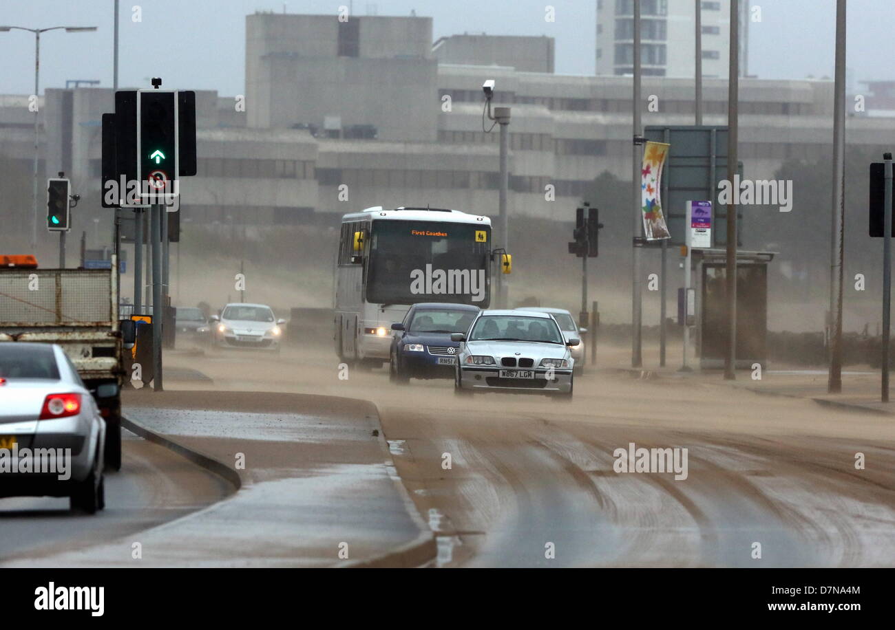 Thursday 09 May 2013 Pictured: Vehicles negotiate their way through a ...
