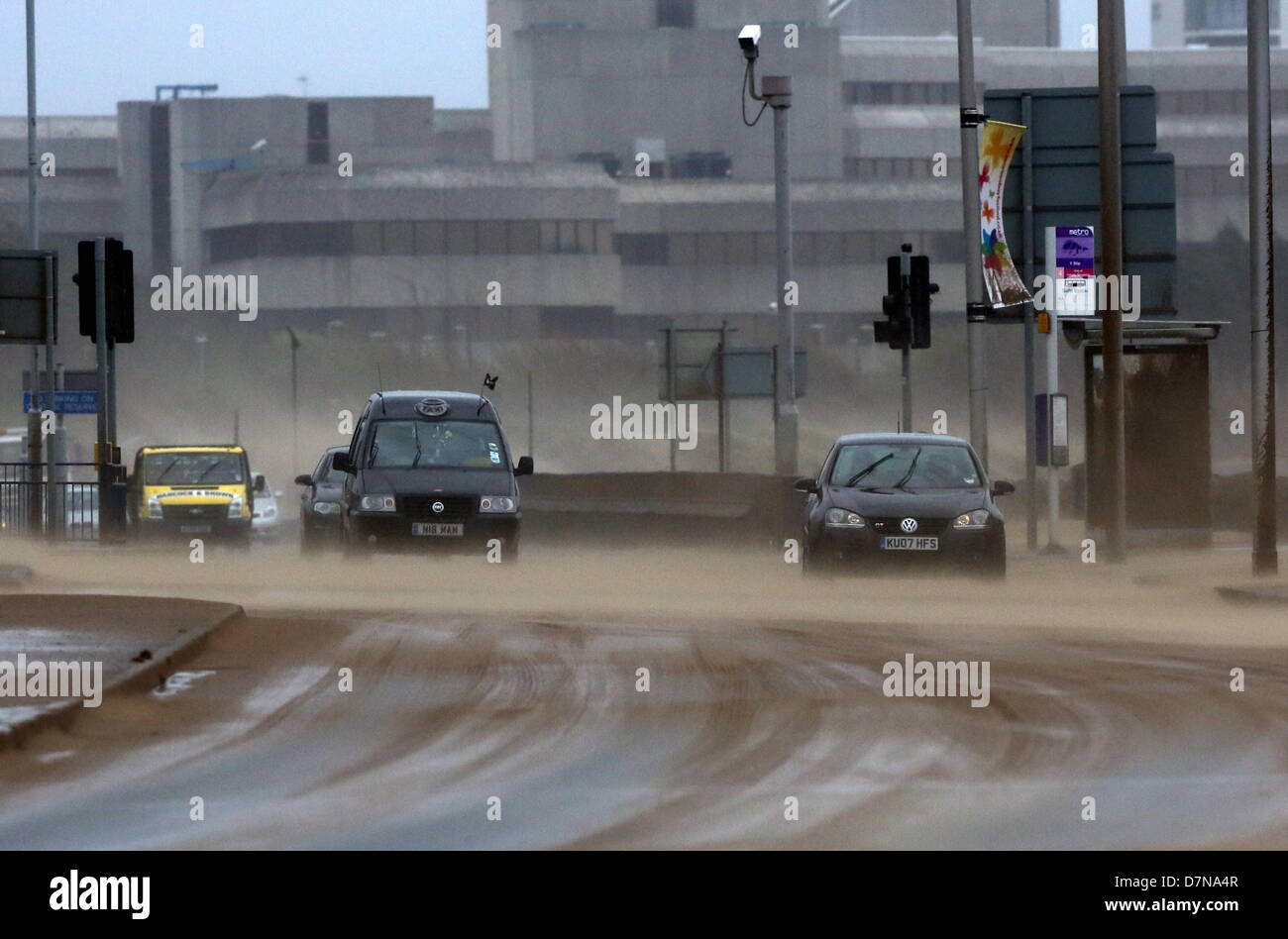 Thursday 09 May 2013 Pictured: Vehicles negotiate their way through a ...
