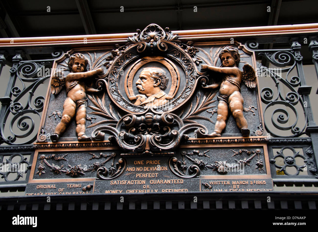 New York, Troy. The historic Frear Building. Vintage staircase with ...