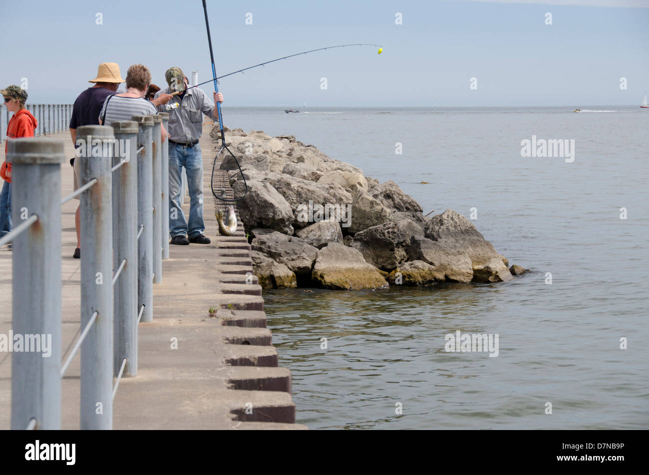 New York, Rochester. Lake Ontario Beach and Boardwalk. Fresh water ...