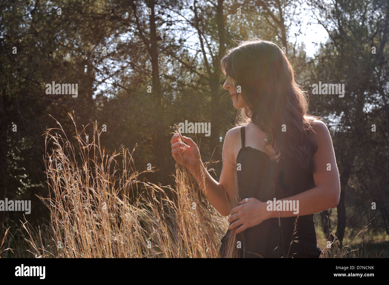 Young woman in a forest Stock Photo - Alamy