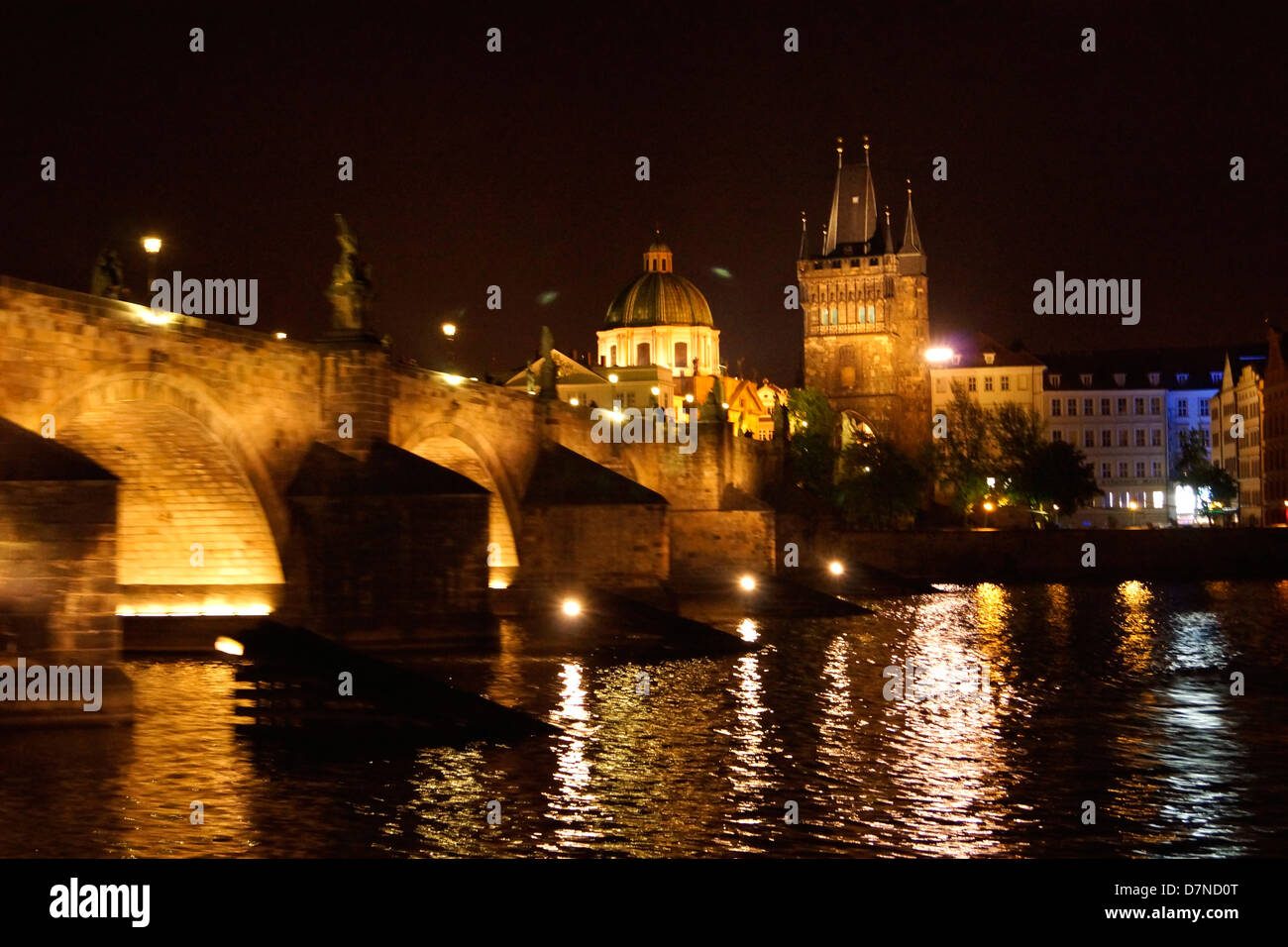 Charles Bridge, Prague. Night View Stock Photo - Alamy