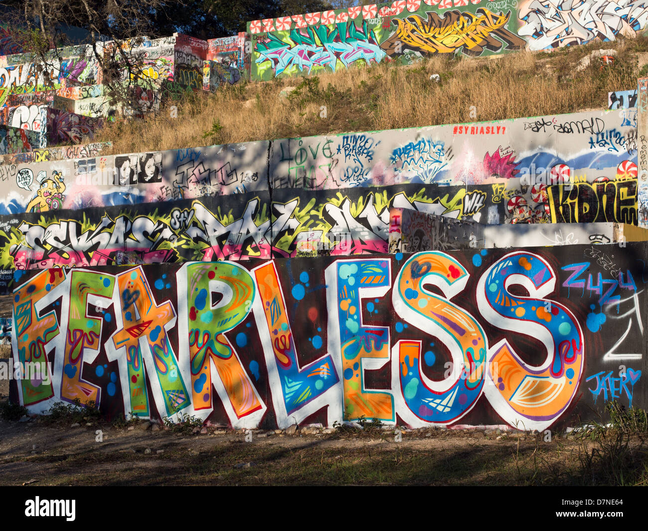 FEARLESS graffiti in Austin, Texas Stock Photo - Alamy