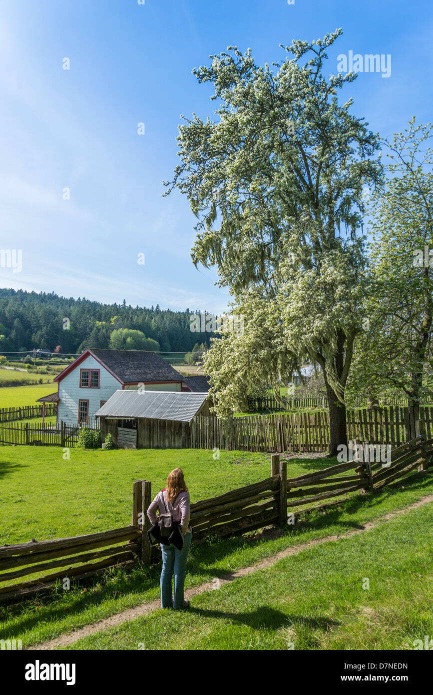 Woman at Ruckle Farm, Ruckle Provincial Park, Salt Spring Island ...