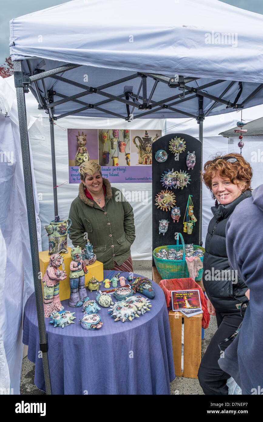 Whimsical ceramics, the Saturday Market, Salt Spring Island, British ...