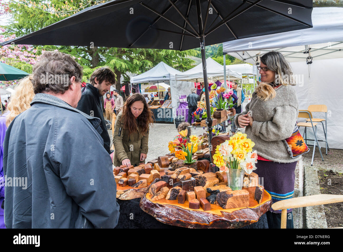 Wooden band saw boxes, the Saturday Market, Salt Spring Island, British ...