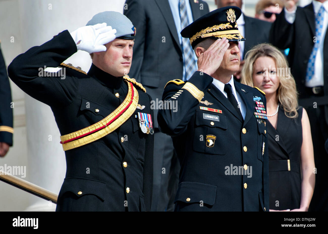 HRH Prince Harry of Wales and Maj. Gen. Michael Linnington salute ...