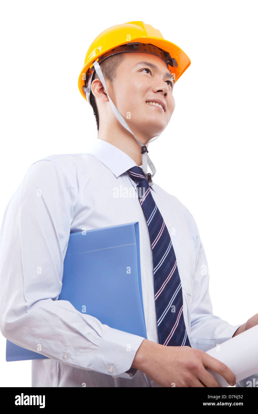 Wearing a helmet Engineer Stock Photo - Alamy