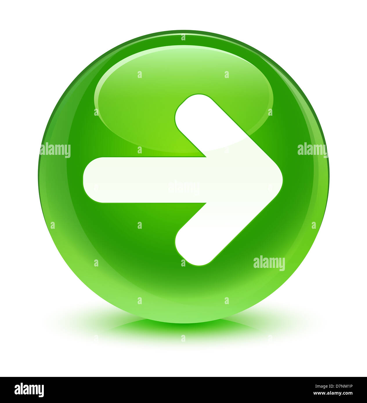 Arrow icon glassy green button Stock Photo - Alamy