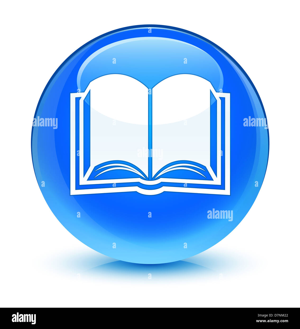 Book icon glassy blue button Stock Photo - Alamy